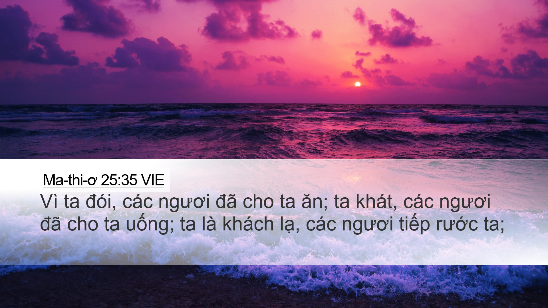 Ma-thi-ơ 25:35 VIE Desktop Wallpaper - Vì ta đói, các ngươi đã cho ta ...