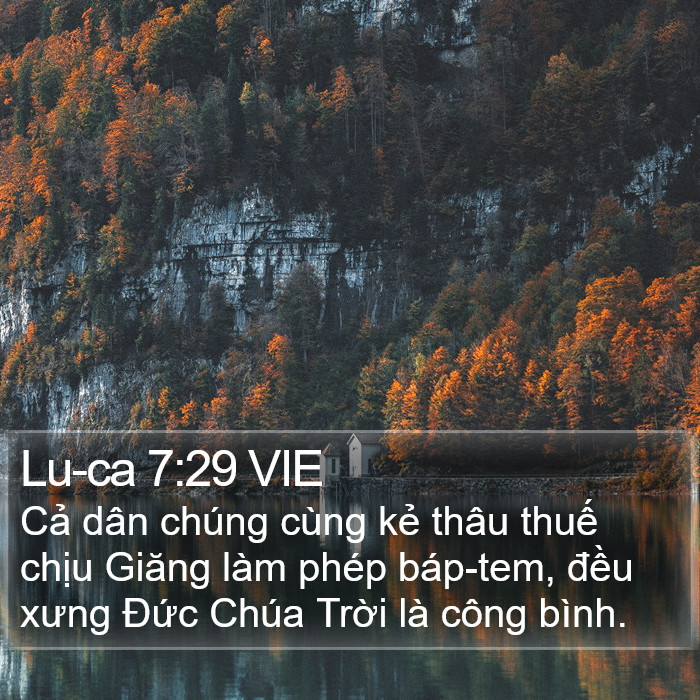 Lu-ca 7:29 VIE - Cả dân chúng cùng kẻ thâu thuế chịu